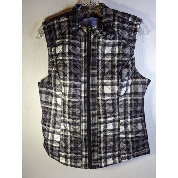 Laura Scott | Jackets & Coats | Laura Scott Vest Plaid Puffer Quilted ...